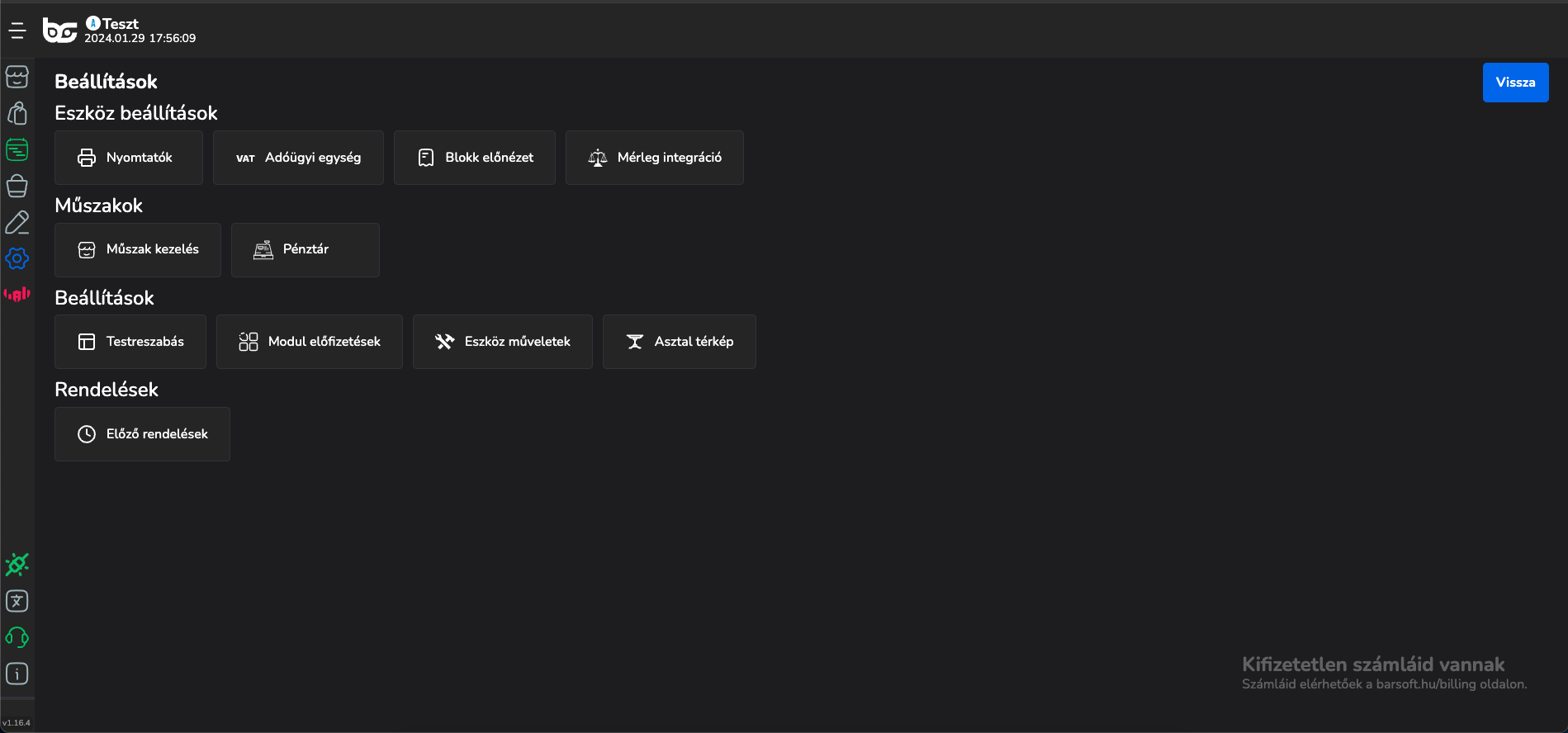 Választható modulok | BarSoft